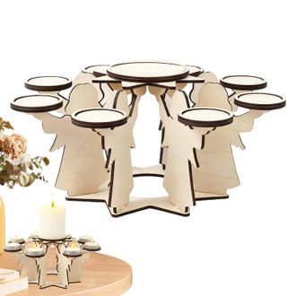 Generico Kerzenhalter - Weihnachts-Kerzenst&auml;nder, 15 cm, aus goldenem Holz, festliche Tischmitte, f&uuml;r den Innen- und Au&szlig;enbereich, Party, Kamin, Esszimmer, Man