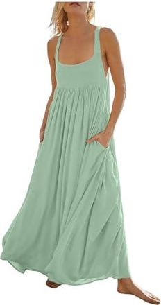 Generic Robe amincissante 2026 &agrave; taille mince en mousseline de soie &agrave; suspendre pour femme, robe d&eacute;t&eacute; smock&eacute;e ample avec fente lat&eacute;rale, robe de plage fluide 