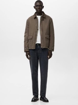 Mango Quilted jacket with corduroy collar marron - Homme - XXL - MANGO MAN