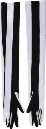 Dolce & Gabbana Womens Striped Nylon Gloves Black Elastane