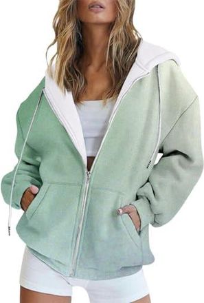 Generic Sweat &agrave; capuche pour femme - Oversize - 2026 - Y2k - Fermeture &eacute;clair - Veste &agrave; capuche - Automne - Hiver - Manteau long - Pull surdimensionn&eacute; - Loisi
