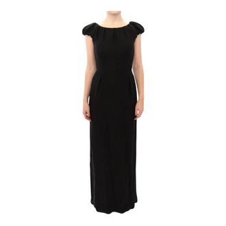 Dolce & Gabbana Seidenkleid mit kurzen &Auml;rmeln - - Dresses - Damen - Schwarzk - S