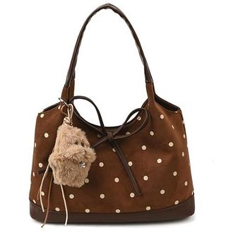 Generic Sac &agrave; main &agrave; bandouli&egrave;re simple en daim synth&eacute;tique imprim&eacute; &agrave; pois pour femme et fille, sac &agrave; bandouli&egrave;re tendance pour voyage, shopping, travail, usa