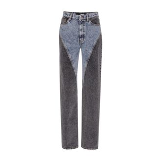Rotate Patchwork Straight-Leg Jeans - - Jeans - Damen - Blau - W26