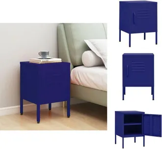 vidaXL Nachttisch Marineblau 35x35x51 cm Stahl - Nachtisch - Nachttisch Blau - Metallnachtisch - Wohnzimmer Dekoration - Sideboard