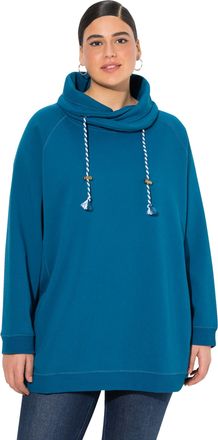 Ulla Popken Damen gro&szlig;e Gr&ouml;&szlig;en Bis 64, Sweatshirt mit Stehkragen, Pullover, Raglanform, Rippb&uuml;ndchen, Lange &Auml;rmel, blaugr&uuml;n 58+ 713963768-58+