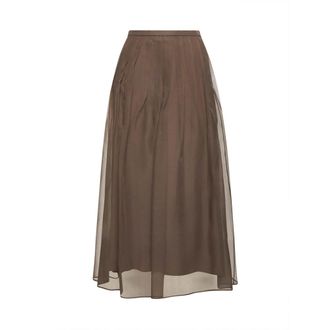Brunello Cucinelli Plissees Rock aus Seide - - Skirts - Damen - Braun - XS