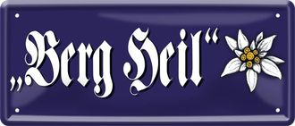 Generic Blechschild Berg Heil (blau) 28x12cm Geschenk Lustige Spr&uuml;che Feier Vintage Retro Geburtstag Deko Party &Uuml;berraschung Fan Berge Reisen Wandern Outdoor