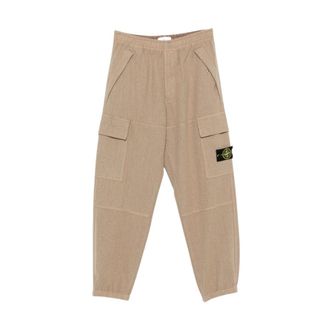 Stone Island Logo Patch Cargo Pocket Joggers - - Trousers - Herren - Beige - W31