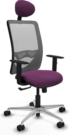 Piqueras y Crespo Schreibtischstuhl mit Rollen Zulema mit 1D-Armen, h&ouml;henverstellbarer Lendenwirbelst&uuml;tze und festem Kopfteil, ausgestattet mit 3 Positionen und Schneid