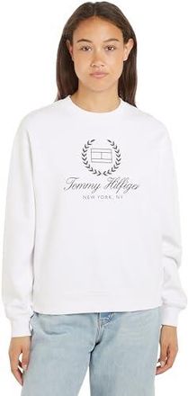 Tommy Hilfiger Femme Sweat Sans Capuche, Blanc (Th Optic White), XXL