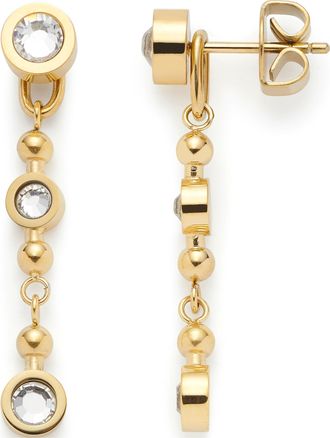 Leonardo Ohrstecker Bobby - 1 Paar Ohr-Hänger aus goldfarbenem Edelstahl - runder Stein mit abnehmbarer Verlängerung - Schmuck Geschenk für Frauen - 024808