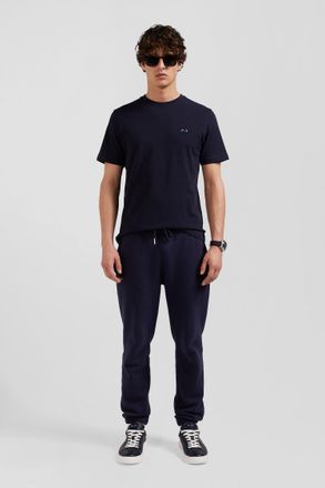 Eden Park T-shirt Manches Courtes En Coton Bleu Marine Broderie Dos Coupe Regular
