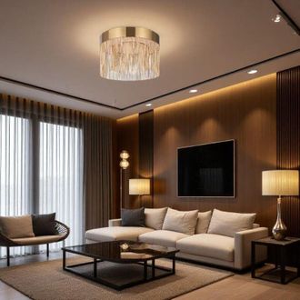 Pier Import Pier Import - Plafonnier moderne led - double rang de franges dor&eacute;es amos