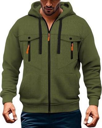 Generic Sweat &agrave; capuche uni printemps pour homme 2026 pour homme avec fermeture &eacute;clair - L&eacute;ger - Grand et grand - D&eacute;contract&eacute; - Tendance - Automne - V&ecirc;tements
