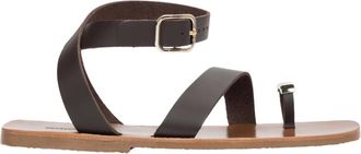 Estro & Luminara Femme, Chaussures, Brun, Taille: 36 EU Sandales en cuir avec anneau dorteil d&eacute;coratif