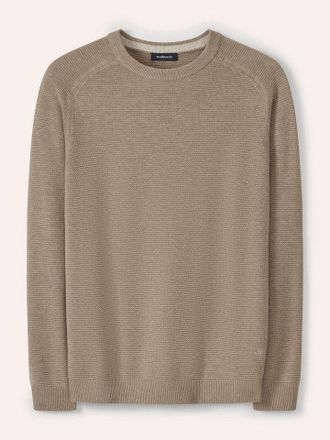 Walbusch Strickpullover Herren Ottoman Pullover Rundhals Baumwolle pflegeleicht Strukturierter Strick, atmungsaktiv, formstabil & maschinenwaschbar