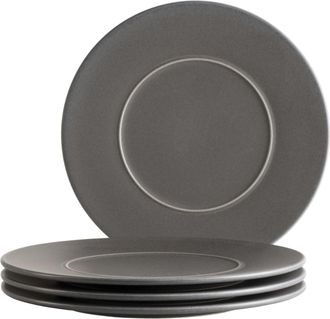 Mäser Serie Unico, Teller Set für 4 Personen, hochwertige Keramik Speiseteller, Steinzeug, anthrazit