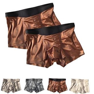 Generic Elegant Silk Sous-v&ecirc;tements en soie glac&eacute;e pour homme, cale&ccedil;ons boxeurs en soie de m&ucirc;rier pour homme, &eacute;vacuation de lhumidit&eacute;, respirant sans couture,