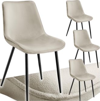 TecTake Esszimmerstühle 4er Set, Samtstoff Stuhl mit Rückenlehne, ergonomische Essstühle, bequemer Küchenstuhl, Esszimmerstuhl, Cocktailsessel für Lounge, Din