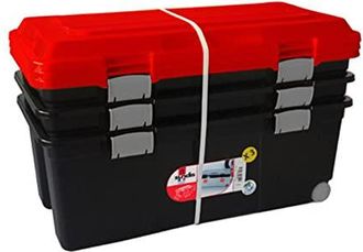 Sundis 77682025 Camper &Uuml;berseekoffer DIY Rand aus Kunststoff schwarz/rot,80x40x34 cm, 3 St&uuml;ck