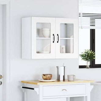 vidaXL Vidaxl - Armoire murale de cuisine avec porte en verre Kalmar blanc