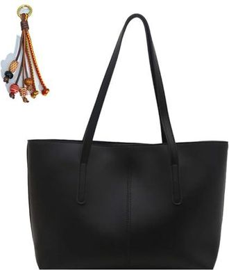 Generic Grand sac fourre-tout vintage pour femme, sac &agrave; bandouli&egrave;re en cuir v&eacute;g&eacute;talien, sac &agrave; main l&eacute;ger et d&eacute;contract&eacute; avec pendentif chic pour l&eacute;cole, le tr