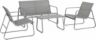 Sweeek Gartenset aus Metall und Textilene für 4 Personen