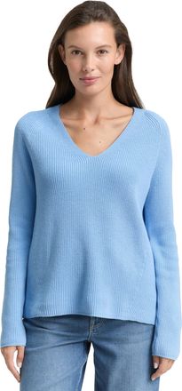 Tom Tailor Damen 1049719 Strickpullover mit V-Ausschnitt, 34587-Light Fjord Blue, XXL