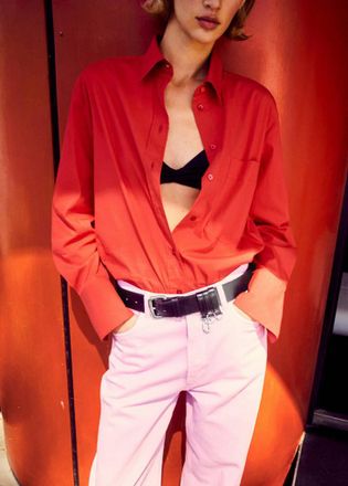 Mango Ceinture en cuir avec passants noir - Femme - S - MANGO