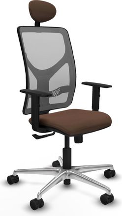 Piqueras y Crespo B&uuml;rostuhl mit 1D-Armlehnen, h&ouml;henverstellbarer Lendenwirbelst&uuml;tze und festem Kopfteil, ausgestattet mit 3 Positionen und Schneideschaum, Grau/Dunkelbr