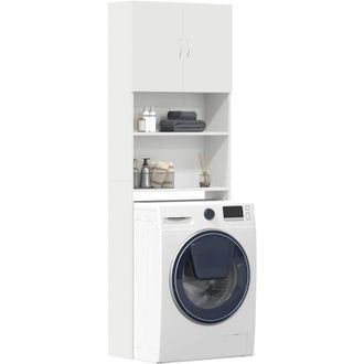 vidaXL Meuble de machine &agrave; laver blanc bois d ing&eacute;nierie
