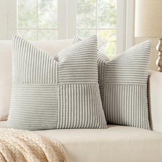 Miulee Lot de 2 Housse Coussin en Velours C&ocirc;tel&eacute; 40x40cm Gris Clair Housse de Coussin Decoratif Coussin de Canap&eacute; Moderne Doux D&eacute;co Coussin de Canap&eacute;