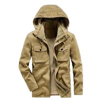 Generic Manteau cargo vintage simple à manches longues avec poche pour sports de plein air randonnée veste zippée pour homme, kaki, 3XL