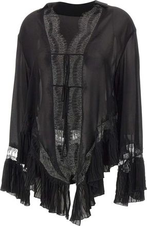 Blumarine Femme, Blouses et Chemises, Noir, Taille: 40 FR Blouse Asym&eacute;trique en Georgette