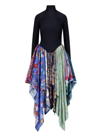 Marine Serre Mid-Length Dress With Upcycled Scarf