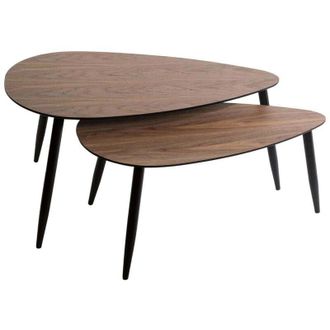 Atmosphera Atmosphera - Set de 2 tables basses mileo, forme oblongue, effet noyer