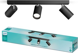 Philips Idris LED 3er Spotleuchte, GU10 Lampe nicht enthalten, Schwarz, IP44, wasserfest