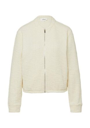 s.Oliver Sweatjacke Sweatshirt Jacke Strukturierte Indoor-Jacke mit elastischem Bund