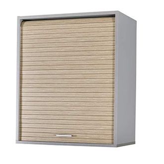 Simmob Meuble Cuisine Alu Rideau Chêne Noir ou Blanc 2 Etagères L 60 H 72 P 35 cm - Chêne Naturel