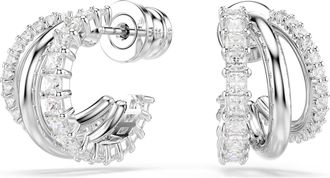 Swarovski Hyperbola Kreolen, Rundschliff, Mini, Wei&szlig;, Rhodiniert