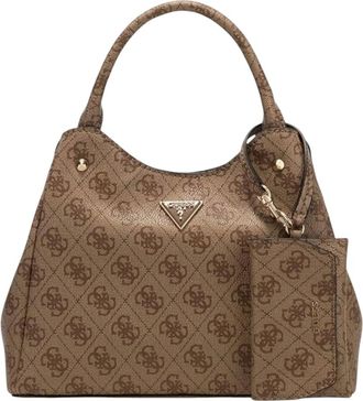 Guess Sac &agrave; main Lorella Logo Petit Mod&egrave;le - Femme - Sacs - Brun - Taille: ONE Size