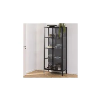 ebuy24 Ebuy24 - Vitrine 2 portes 80x40x180 cm en verre et métal noir - bakos