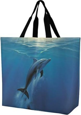 Generic Dauphin Dans LOc&eacute;an Sac A Main Femme L&eacute;ger Tote Bag Grand Sac Cabas Pour Universit&eacute; Travail Shopping