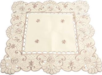 Generic Nappe en tissu satin&eacute; blanc avec dentelle florale brod&eacute;e pour mariage et f&ecirc;te, mat&eacute;riau lavable (1 (carr&eacute; 40 x 40 cm)