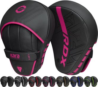 RDX Sports Handpratzen Boxen MMA Kampfsport Training, Maya Hide Leder, Schwarz Boxpads Schlagpolster Kickboxen Boxpratzen, Handschlagpolster Trainerpratzen Boxin
