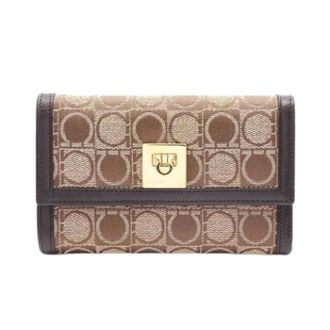 Ferragamo Portefeuille Pre-owned &agrave; trois volets - Femme - Pre-owned - Brun - Taille: ONE Size