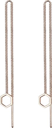Elli Ohrringe Damen Ketten Hänger mit Hexagon im Geo Minimal Look in 925 Sterling Silber Rosé vergoldet