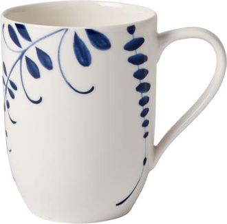 Villeroy & Boch Villeroy und Boch Vieux Luxembourg Brindille Kaffeebecher, 370 ml, Höhe: 10,4 cm, Premium Porzellan, Weiß/Blau