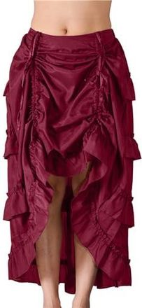 Generic Jupe Medievale Femme Ourlet Irr&eacute;gulier, Jupe Femme &Agrave; Volants Pliss&eacute;e Pirate Gothique Vintage Style Victorienne D&eacute;contract&eacute;s Classique Chic Et &Eacute;l&eacute;gant 